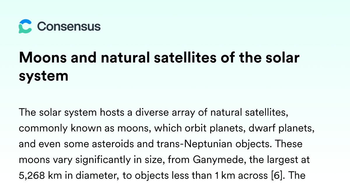 Moons And Natural Satellites Of The Solar System - Consensus Academic ...