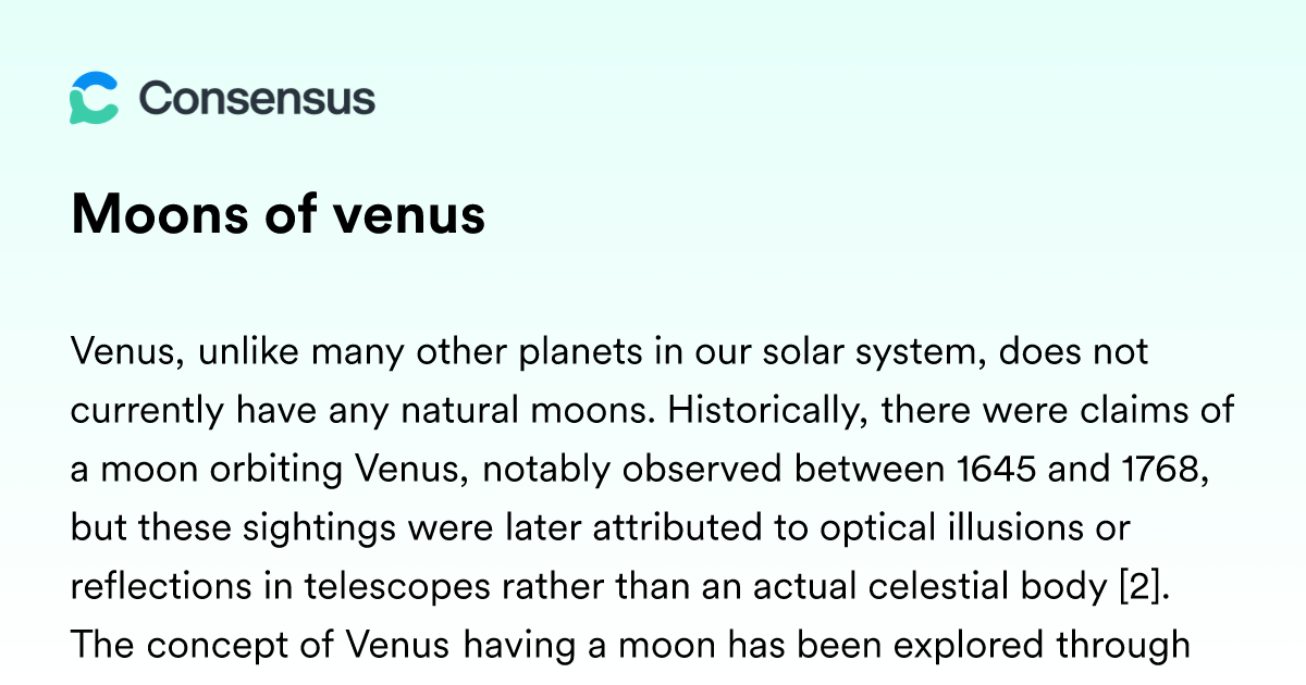 Moons Of Venus - Consensus Academic Search Engine