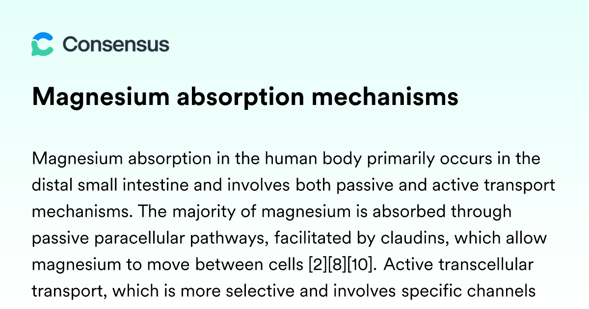 Magnesium Absorption Mechanisms - Consensus Academic Search Engine