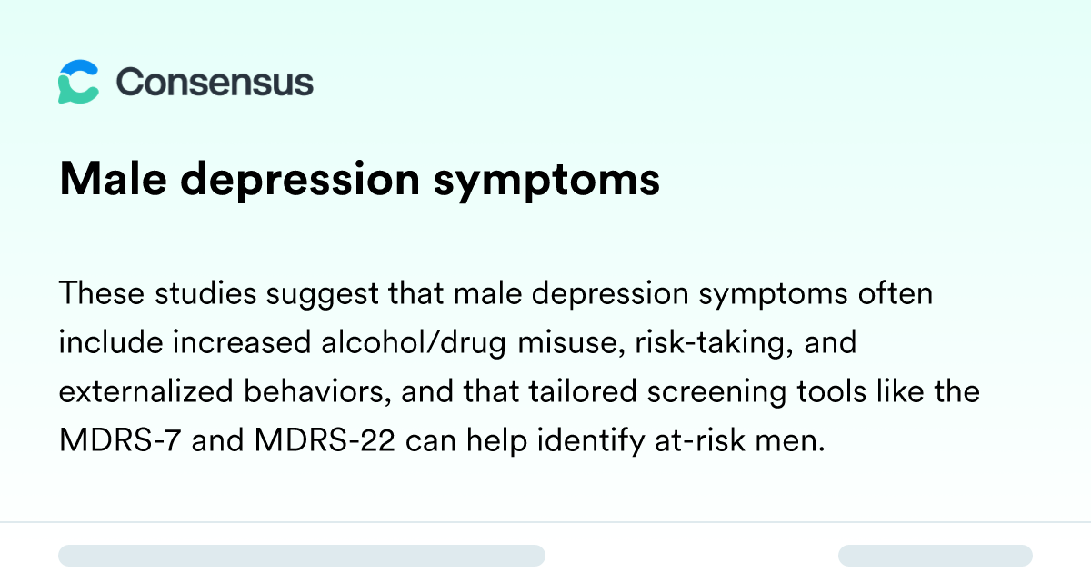 Male Depression Symptoms - Consensus Academic Search Engine