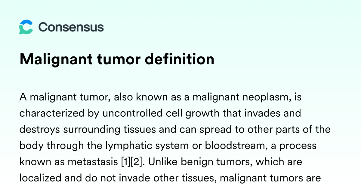 Malignant Tumor Definition - Consensus Academic Search Engine