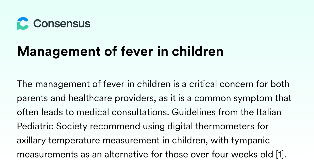 Management Of Fever In Children - Consensus Academic Search Engine