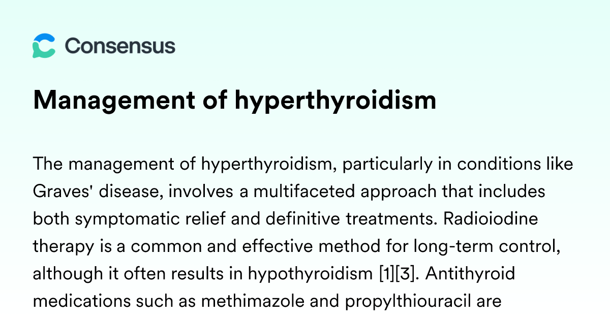 Management Of Hyperthyroidism - Consensus Academic Search Engine