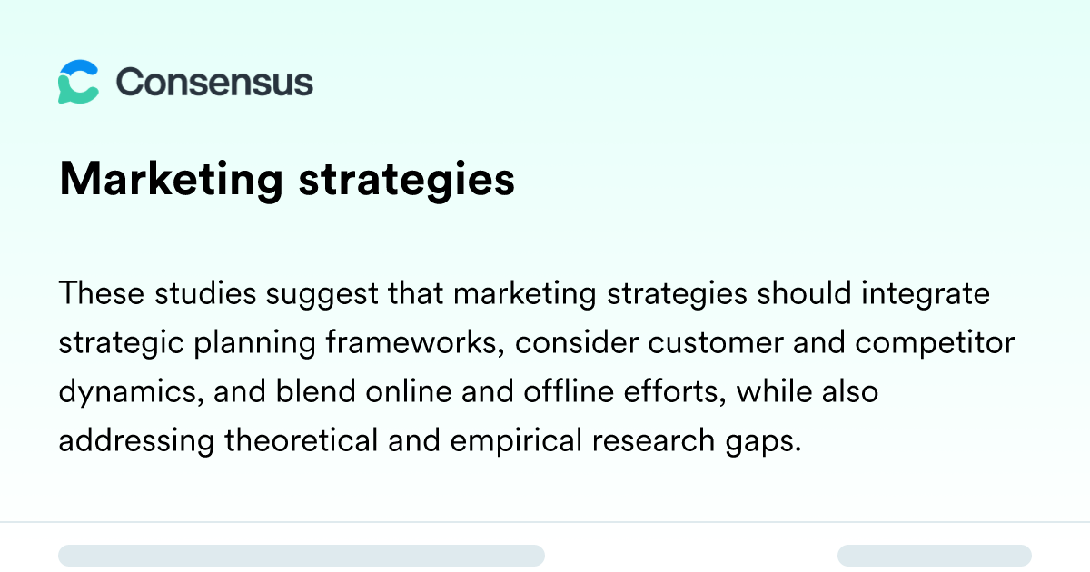 Marketing Strategies - Consensus Academic Search Engine