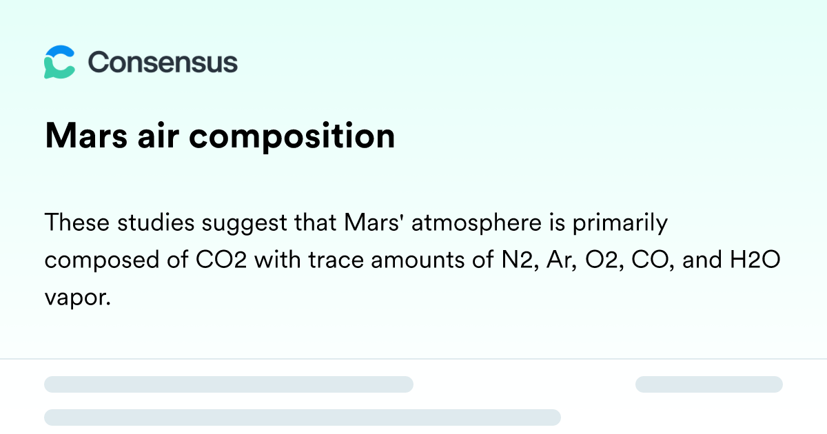 Mars Air Composition - Consensus Academic Search Engine
