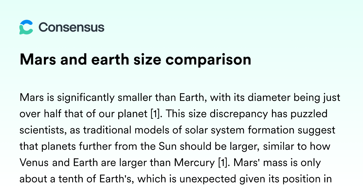 Mars And Earth Size Comparison - Consensus Academic Search Engine