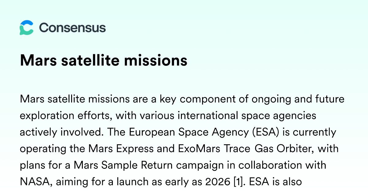Mars Satellite Missions - Consensus Academic Search Engine