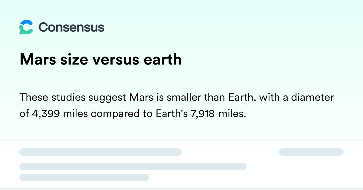 Mars Size Versus Earth - Consensus Academic Search Engine