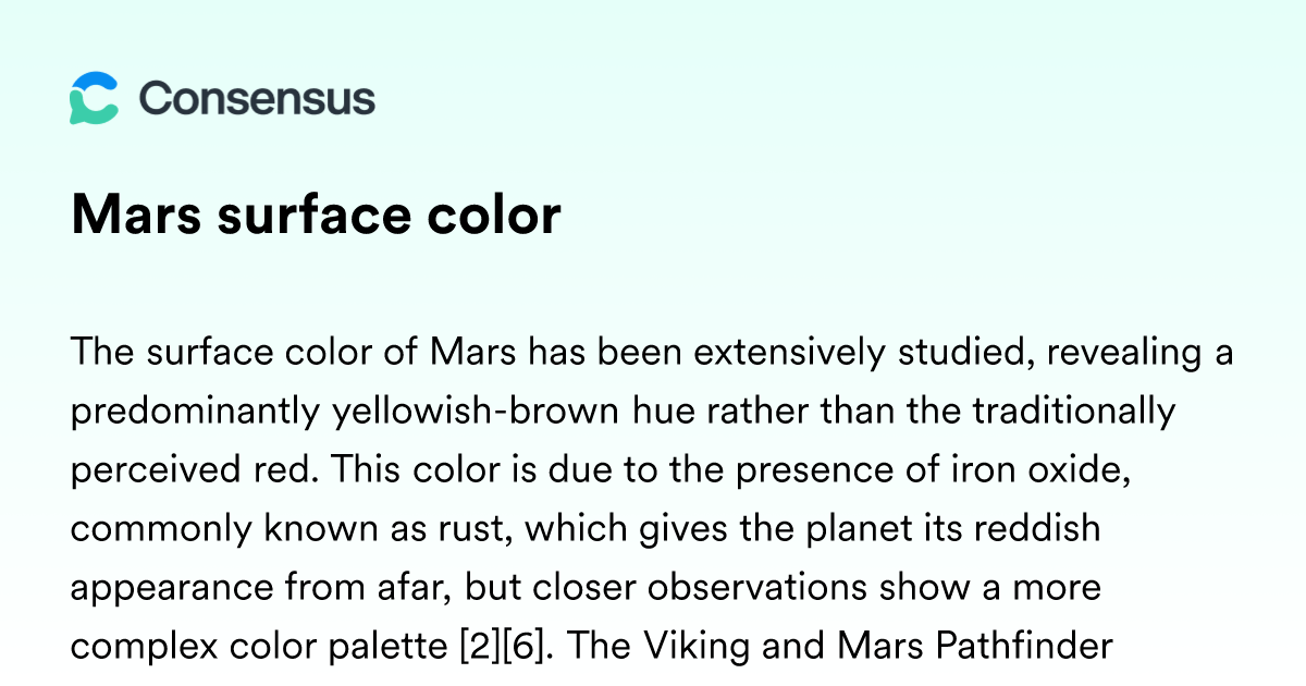Mars Surface Color - Consensus Academic Search Engine