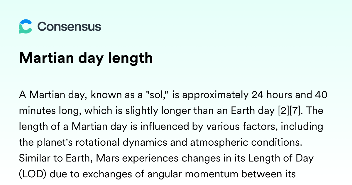 Martian Day Length - Consensus Academic Search Engine