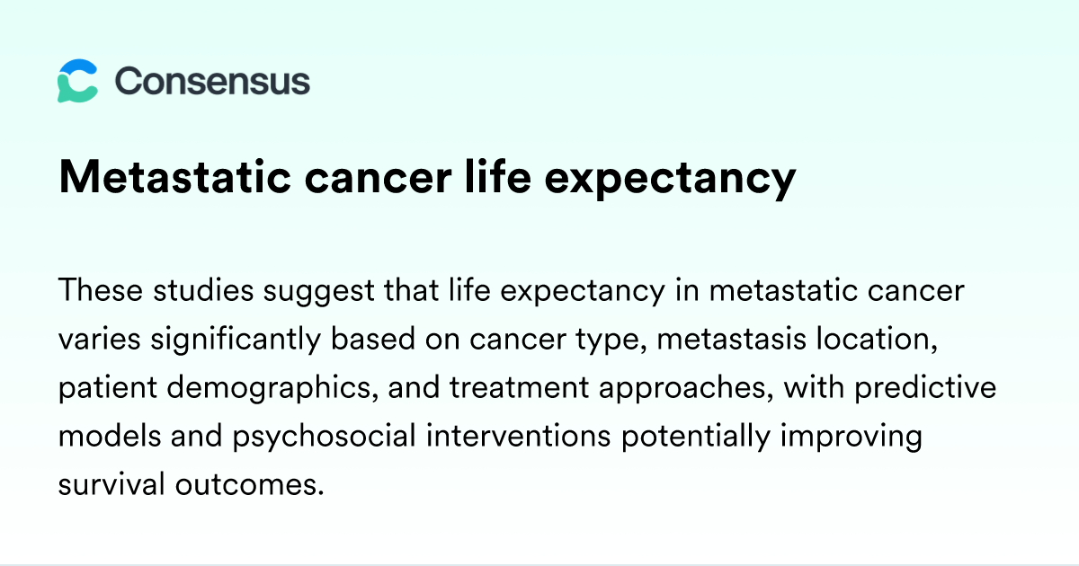 Metastatic Cancer Life Expectancy - Consensus Academic Search Engine