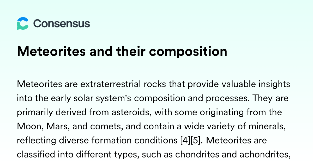 Meteorites And Their Composition - Consensus Academic Search Engine