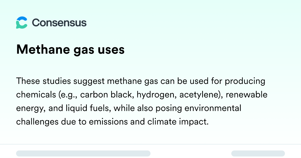 Methane Gas Uses - Consensus Academic Search Engine