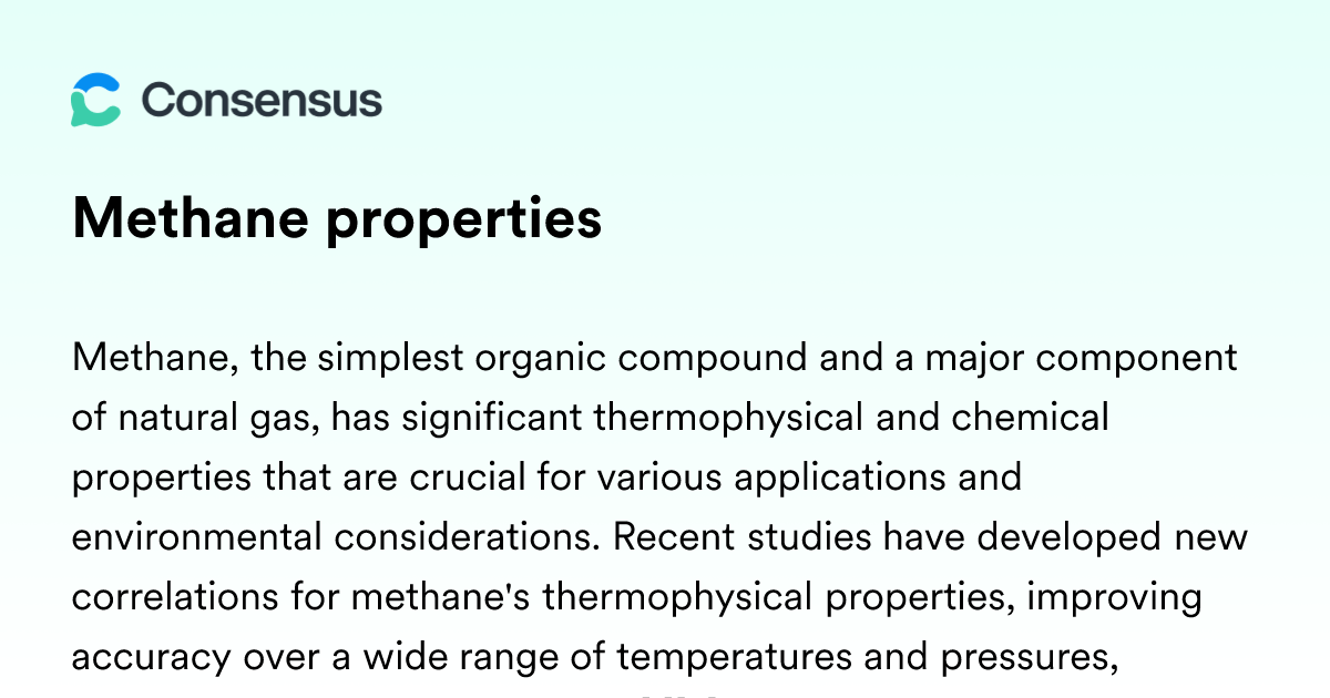 Methane Properties - Consensus Academic Search Engine