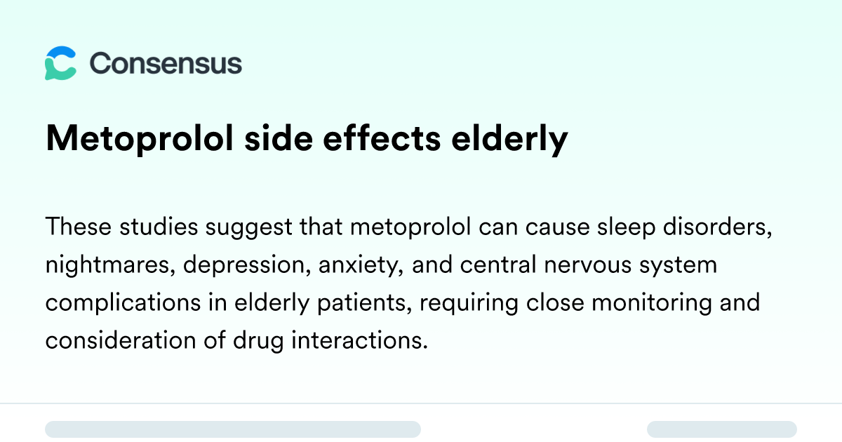 Metoprolol Side Effects Elderly - Consensus Academic Search Engine
