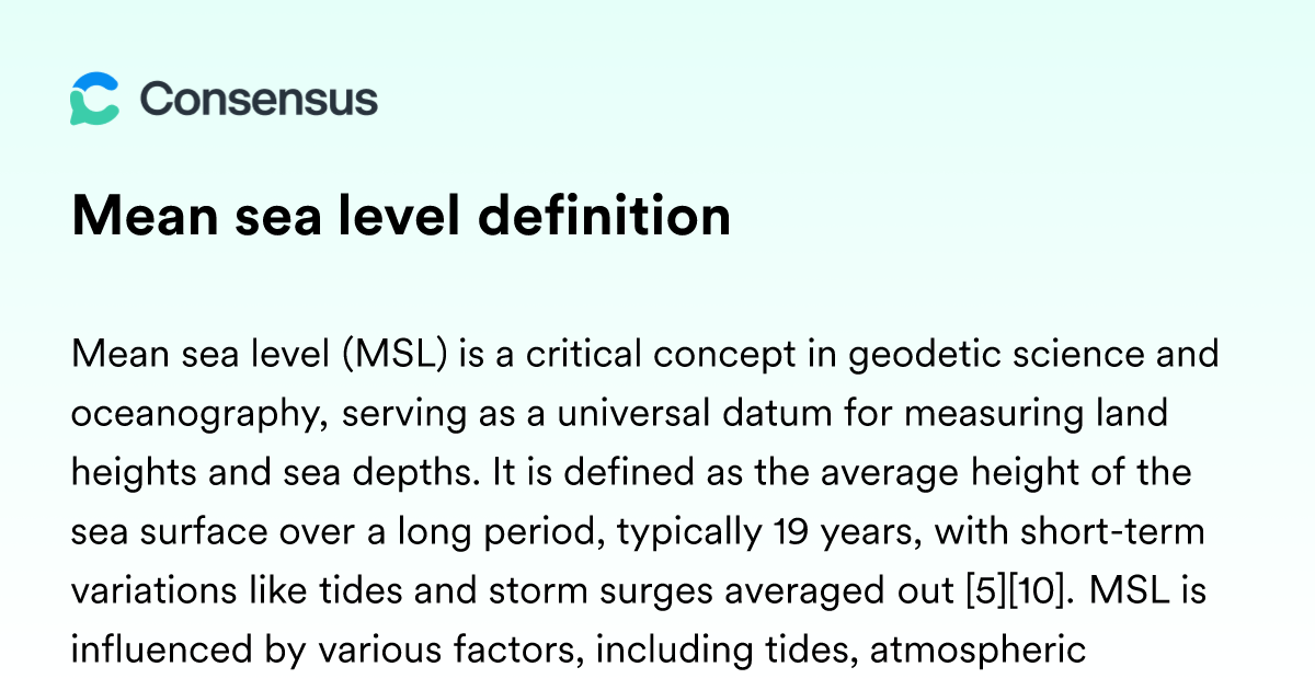 Mean Sea Level Definition - Consensus Academic Search Engine