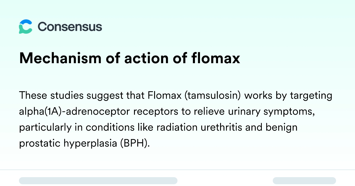 Mechanism Of Action Of Flomax - Consensus Academic Search Engine