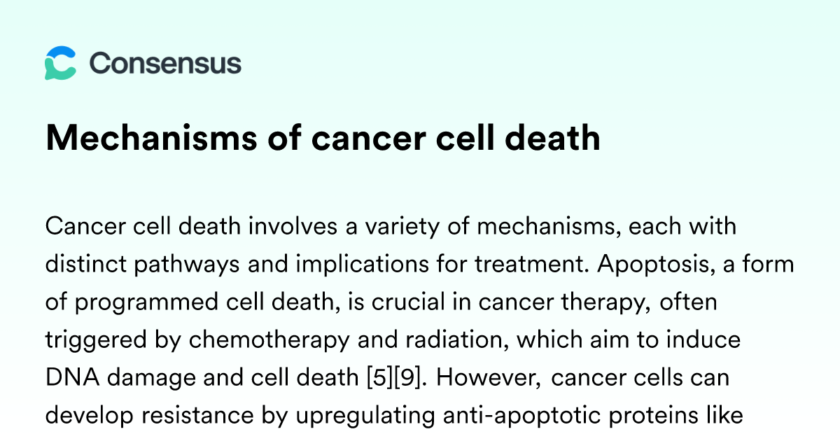 Mechanisms Of Cancer Cell Death - Consensus Academic Search Engine