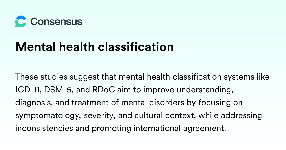 Mental Health Classification - Consensus Academic Search Engine