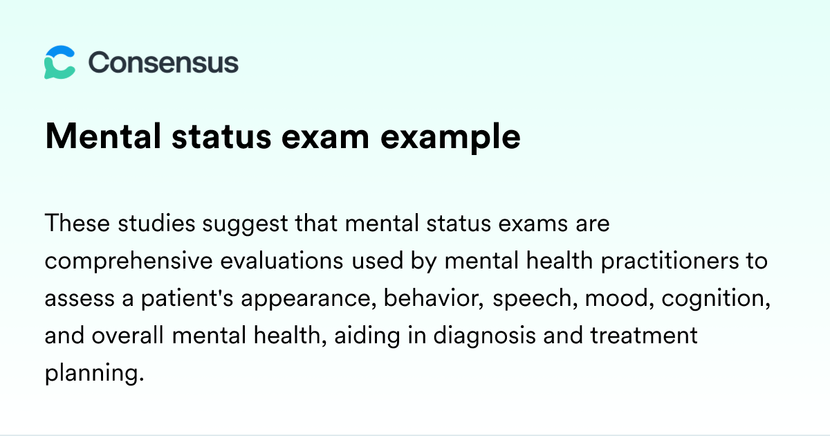 Mental Status Exam Example - Consensus Academic Search Engine