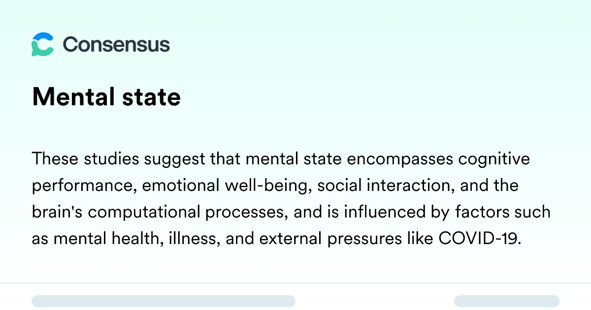 Mental State - Consensus Academic Search Engine