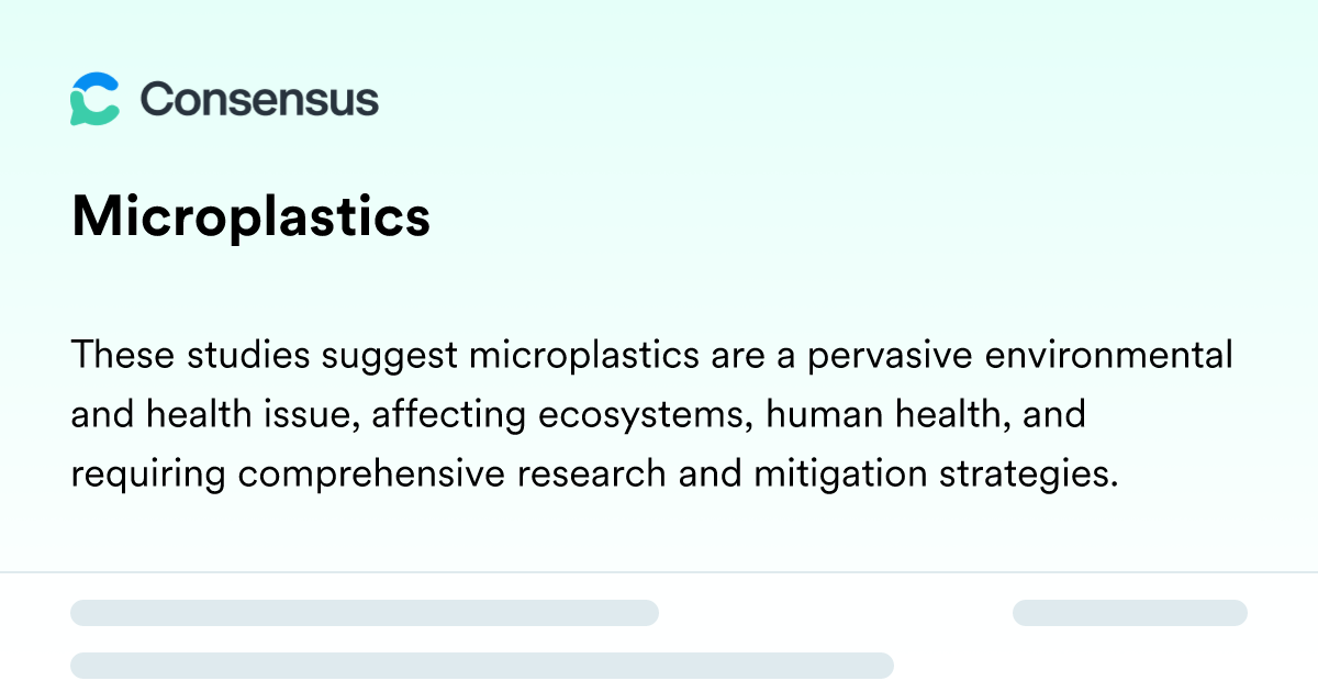 Microplastics - Consensus Academic Search Engine