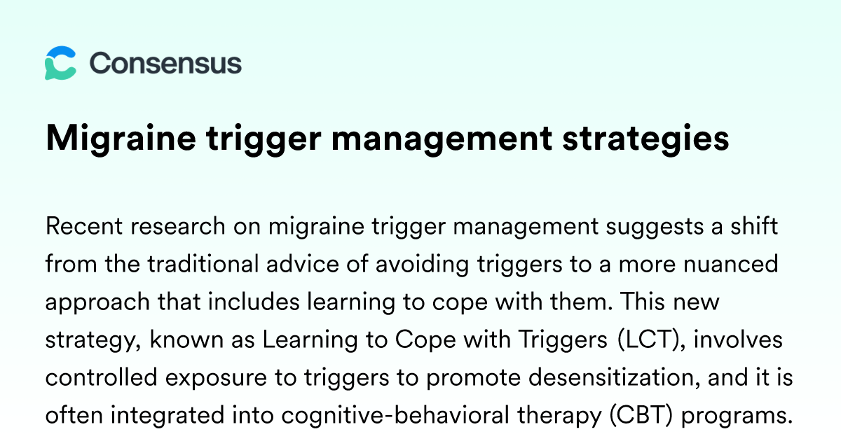 Migraine Trigger Management Strategies - Consensus Academic Search Engine