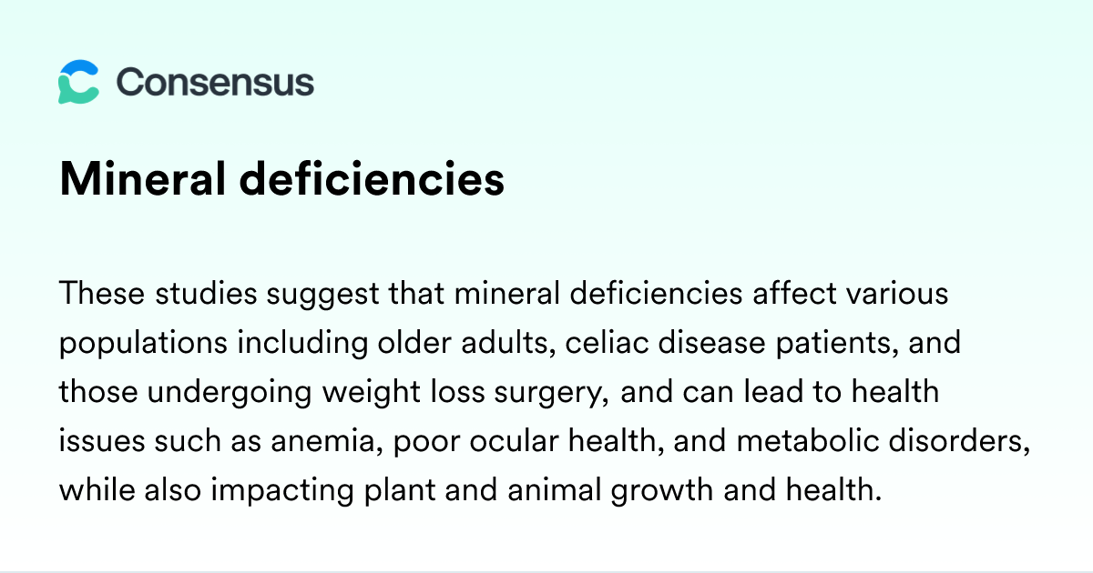 Mineral Deficiencies - Consensus Academic Search Engine