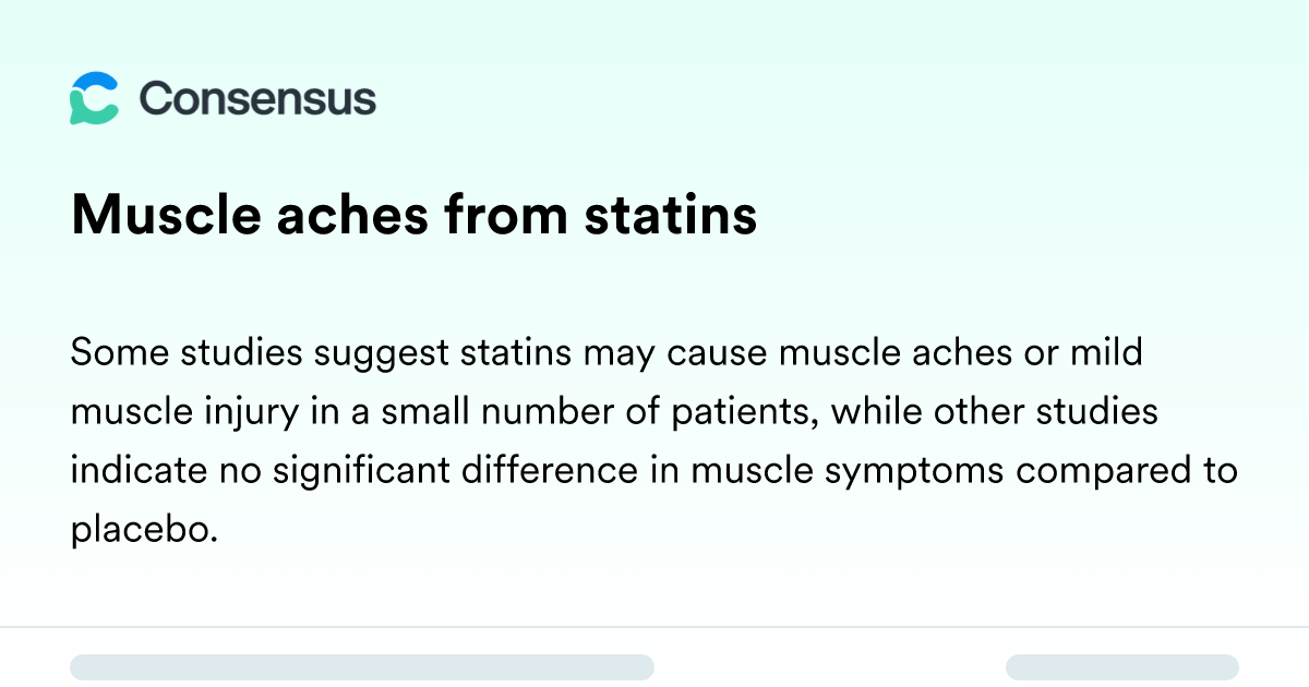 Muscle Aches From Statins - Consensus Academic Search Engine
