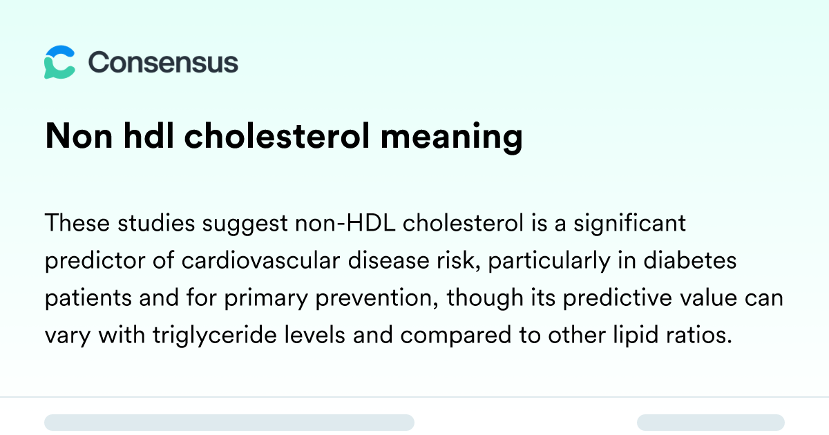 Non Hdl Cholesterol Meaning - Consensus Academic Search Engine