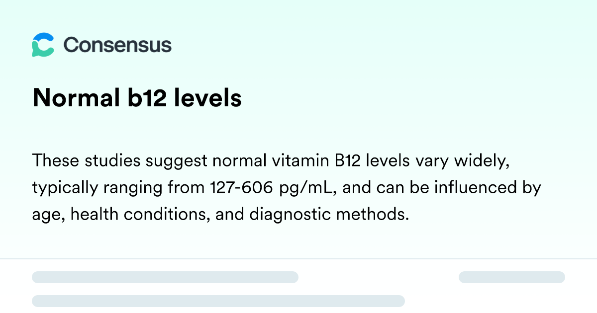Normal B12 Levels - Consensus Academic Search Engine