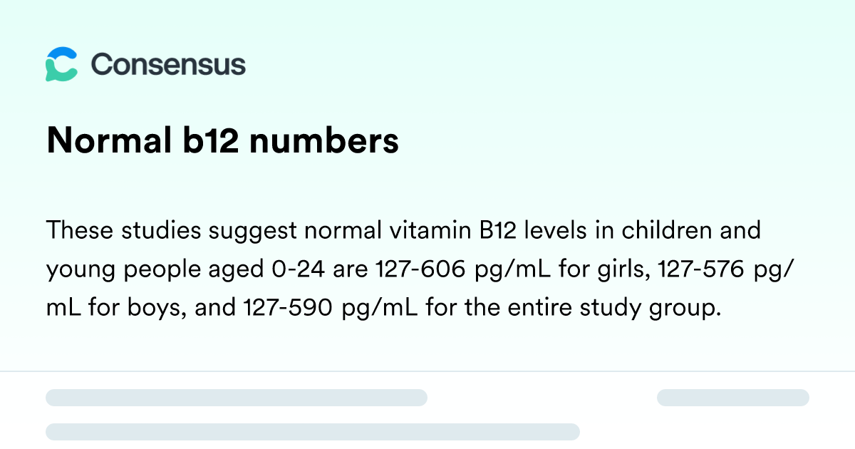 Normal B12 Numbers - Consensus Academic Search Engine