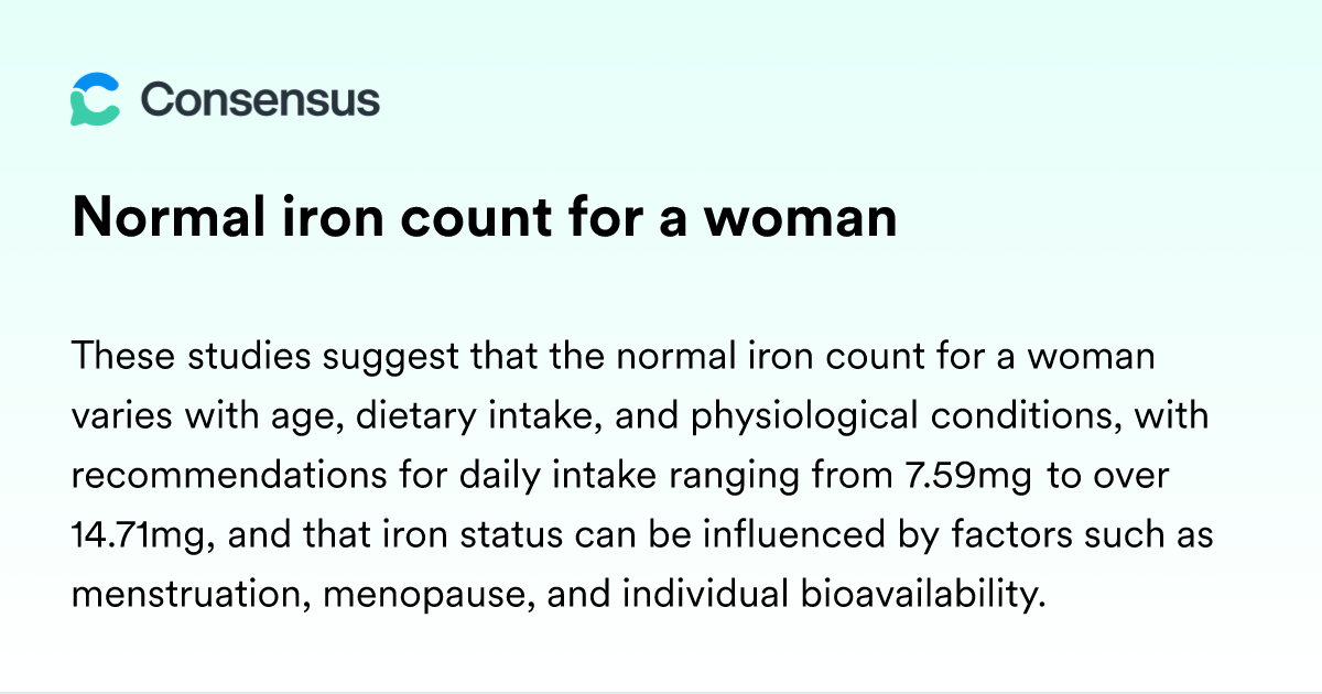 Normal Iron Count For A Woman - Consensus Academic Search Engine