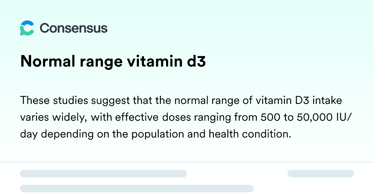 Normal Range Vitamin D3 - Consensus Academic Search Engine