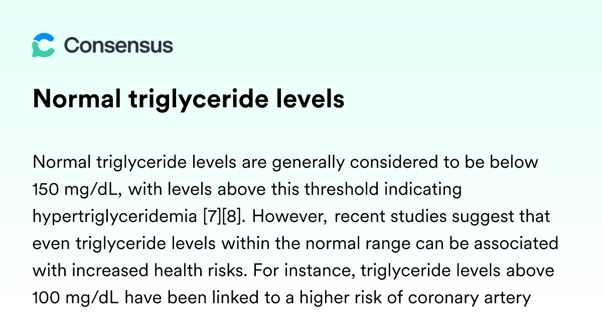 Normal Triglyceride Levels - Consensus Academic Search Engine