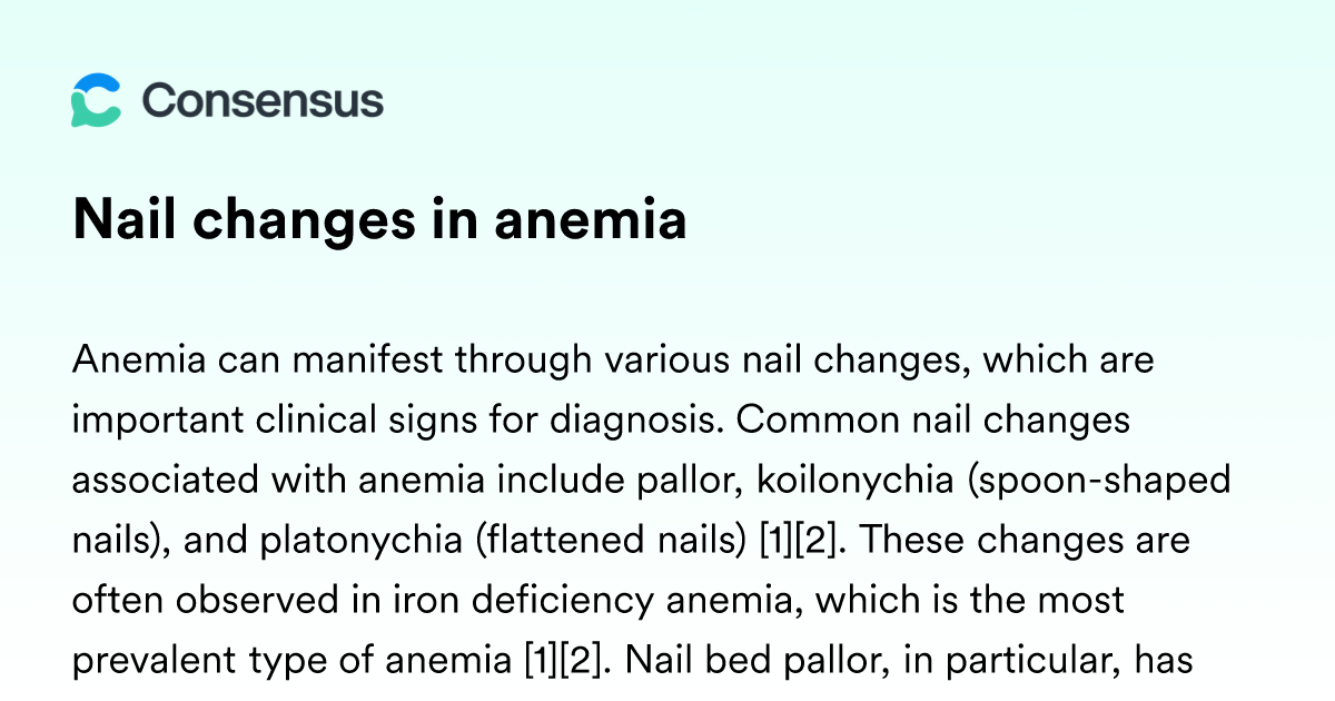 Nail Changes In Anemia - Consensus Academic Search Engine