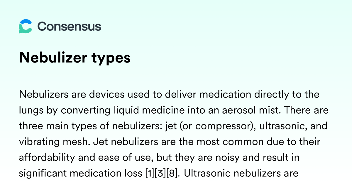 Nebulizer Types - Consensus Academic Search Engine