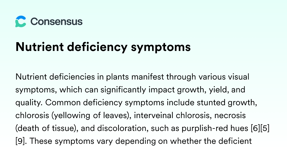 Nutrient Deficiency Symptoms - Consensus Academic Search Engine