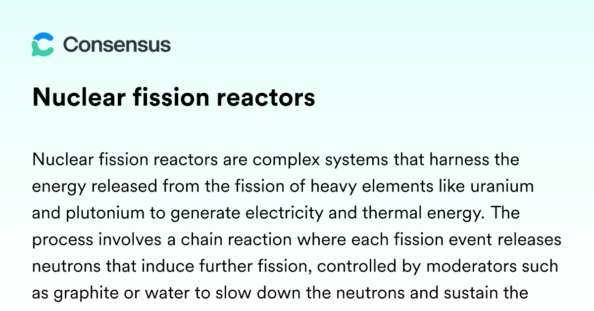 Nuclear Fission Reactors - Consensus Academic Search Engine