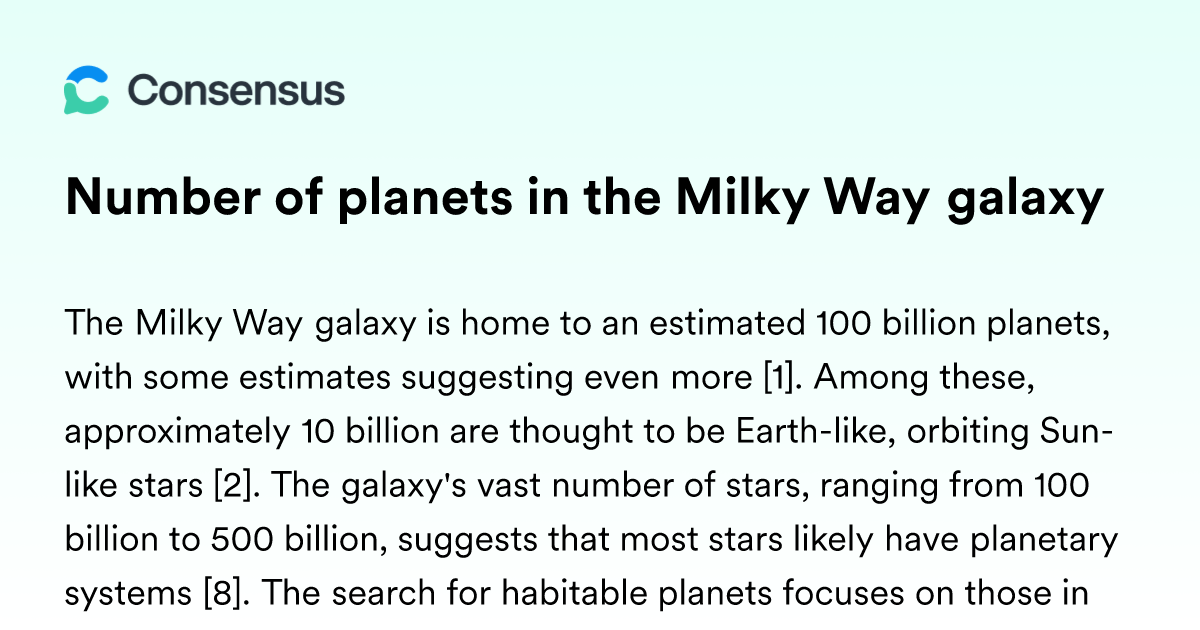 Number Of Planets In The Milky Way Galaxy - Consensus Academic Search ...