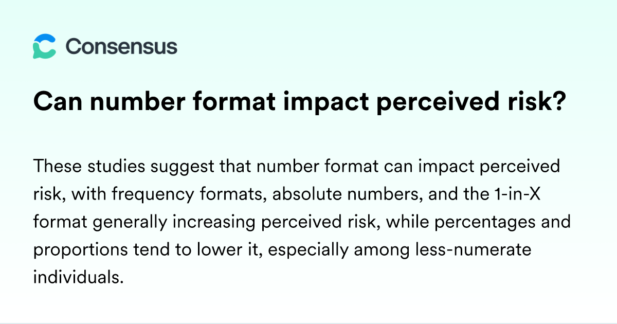 Can Number Format Impact Perceived Risk? - Consensus Academic Search Engine