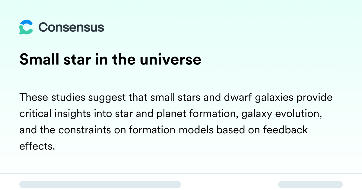 Small Star In The Universe - Consensus Academic Search Engine