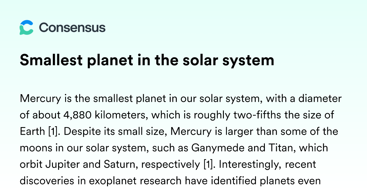 Smallest Planet In The Solar System - Consensus Academic Search Engine