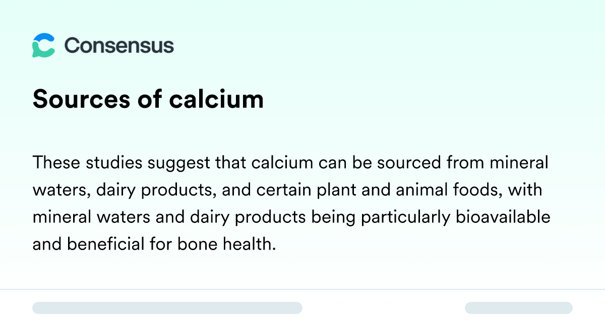 Sources Of Calcium - Consensus Academic Search Engine