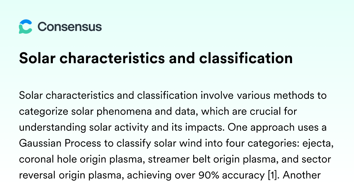 Solar Characteristics And Classification - Consensus Academic Search Engine