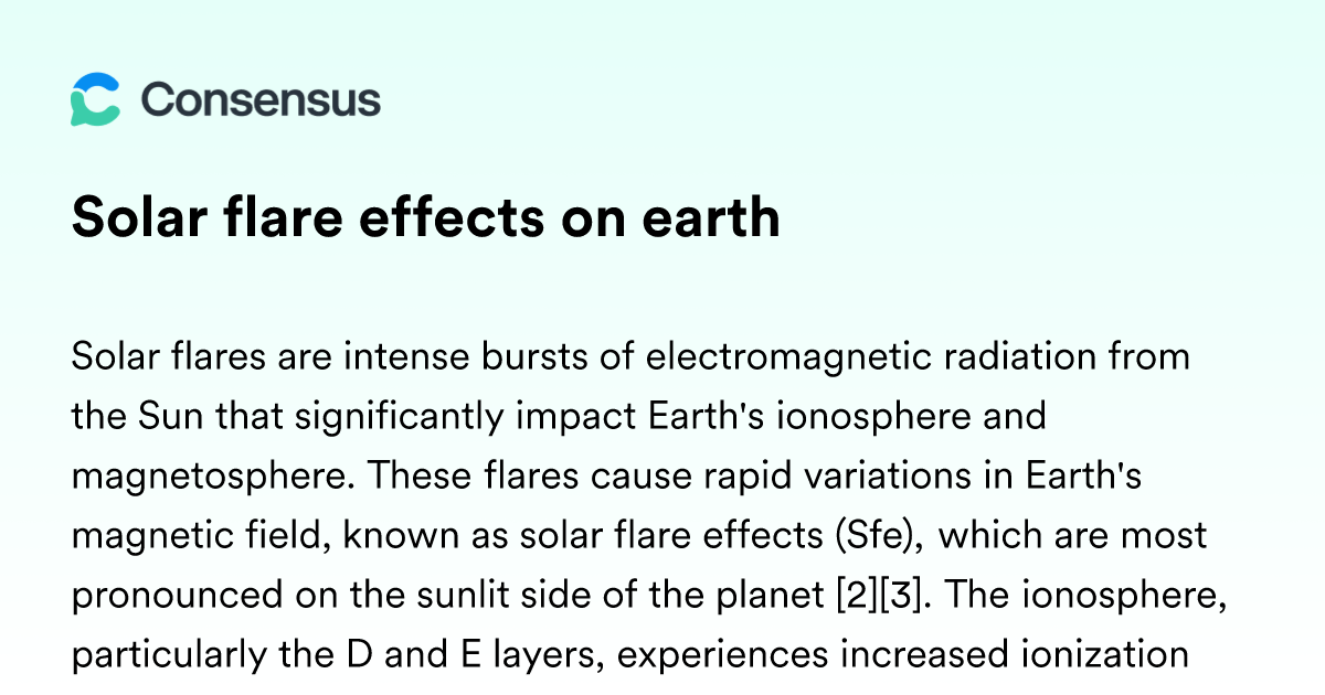 Solar Flare Effects On Earth - Consensus Academic Search Engine