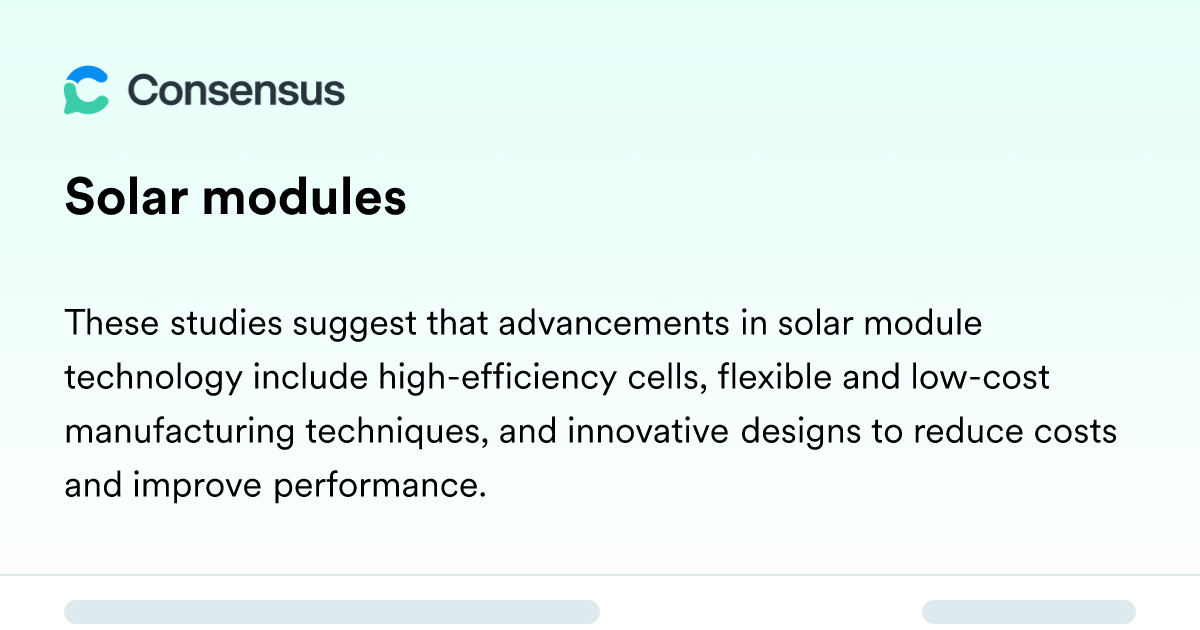 Solar Modules - Consensus Academic Search Engine