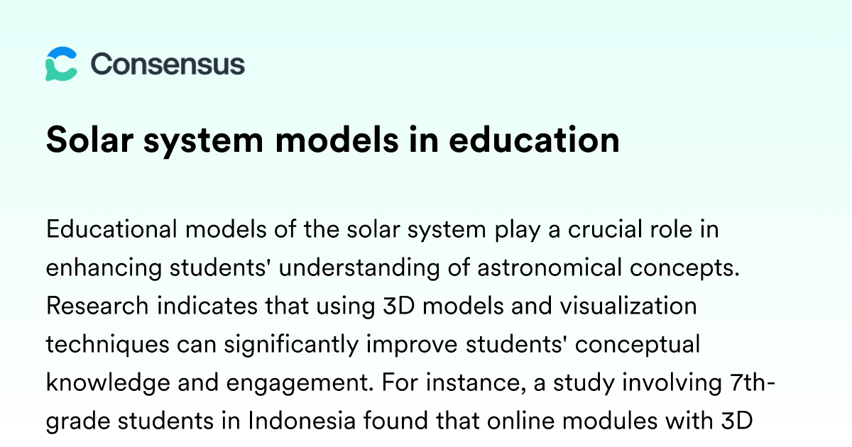 Solar System Models In Education - Consensus Academic Search Engine
