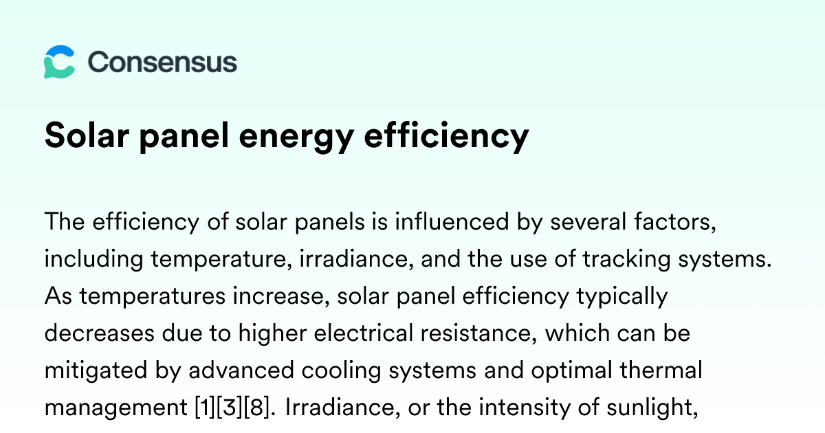 Solar Panel Energy Efficiency - Consensus Academic Search Engine