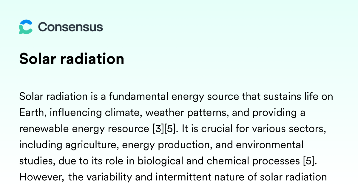 Solar Radiation - Consensus Academic Search Engine